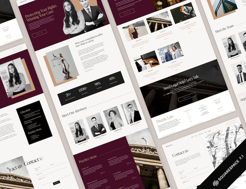 Premium Attorney Website Template Squarespace 7.1 | Law Firm Web ...