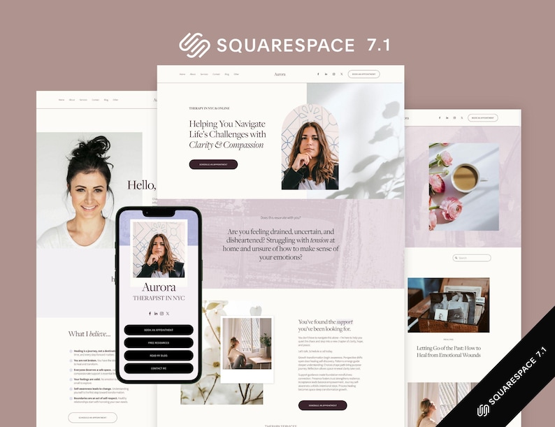 Clean Therapist Website Template | Squarespace | Counselor, Life Coach ...