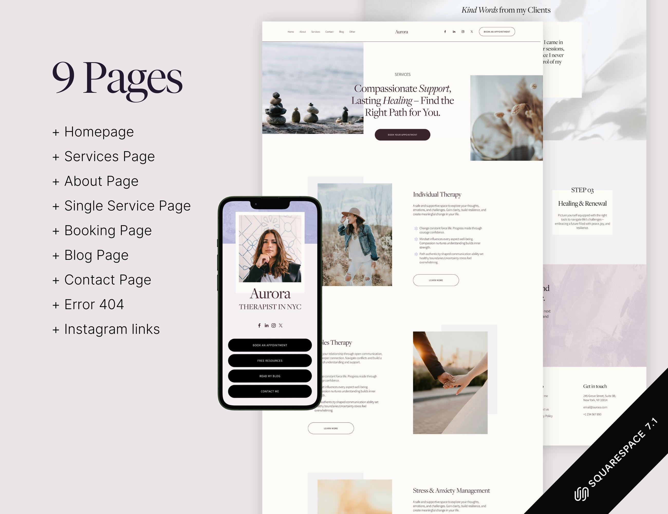 Clean Therapist Website Template | Squarespace | Counselor, Life Coach ...
