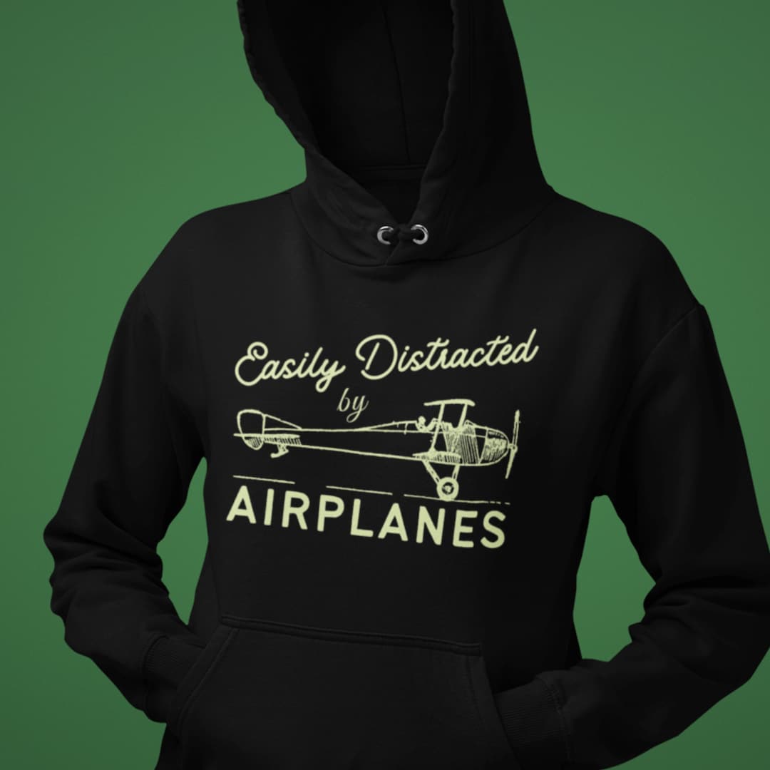 Easily Distracted by Airplanes Hoodie, Airplane Hoodie, Vintage Retro ...