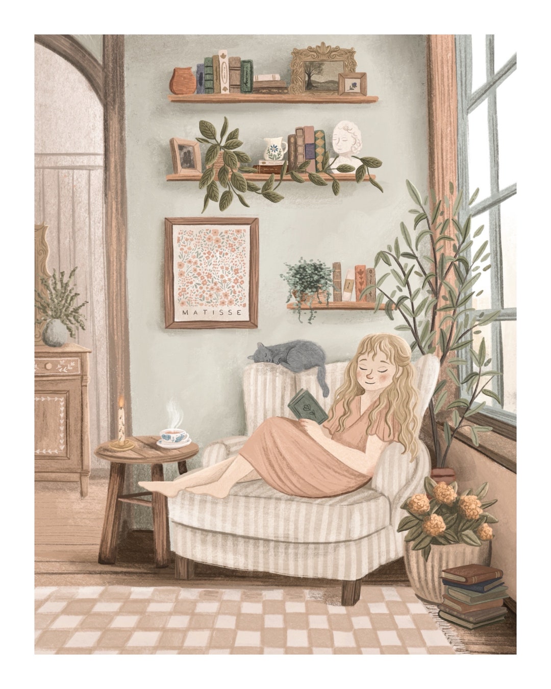 Spring Reading Nook - 8x10” Giclee Print - Etsy