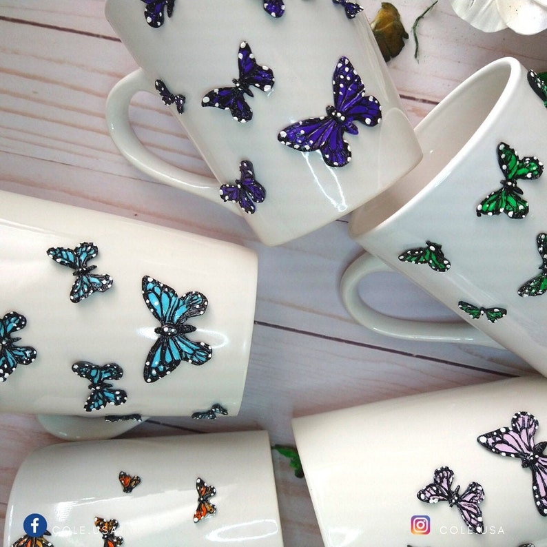 Butterfly Mug, Cup Decorated With Butterflies, Butterfly Gift,butterfly ...