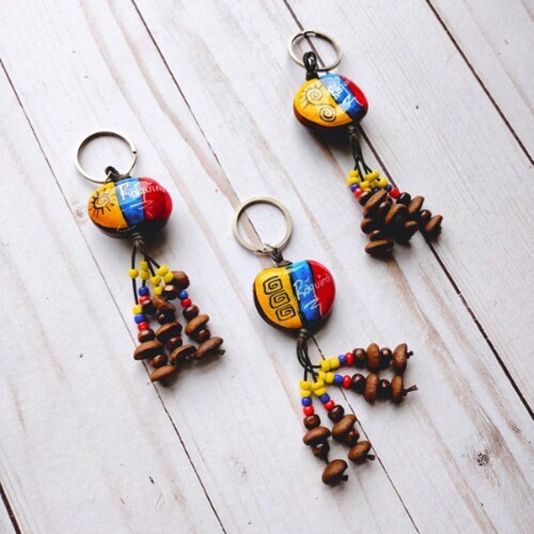 Colombia Keychain, Colombian Coffee Beans, Colombia Raquira Boyaca ...