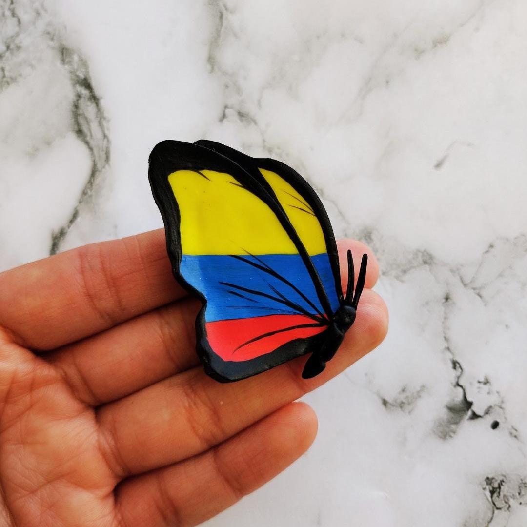 Colombia Butterfly Pin, Colombia Flag Pin , Colombian Art Gift ...