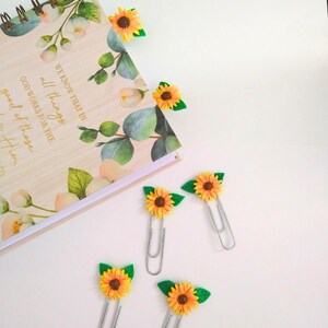 Sunflower Clips, Flower Bookmarks, Planner Clips Craft, Paper Clip ...
