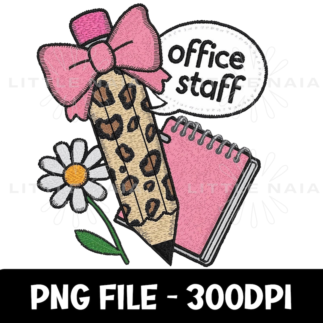 Office Staff Pencil Bow Png, Preppy Front Office Sublimation Design ...