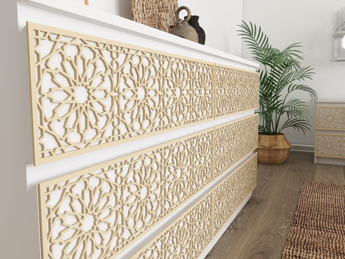 Wooden Overlay Ready to Apply - Set of 6, Kit for Malm 6 Drawers ...