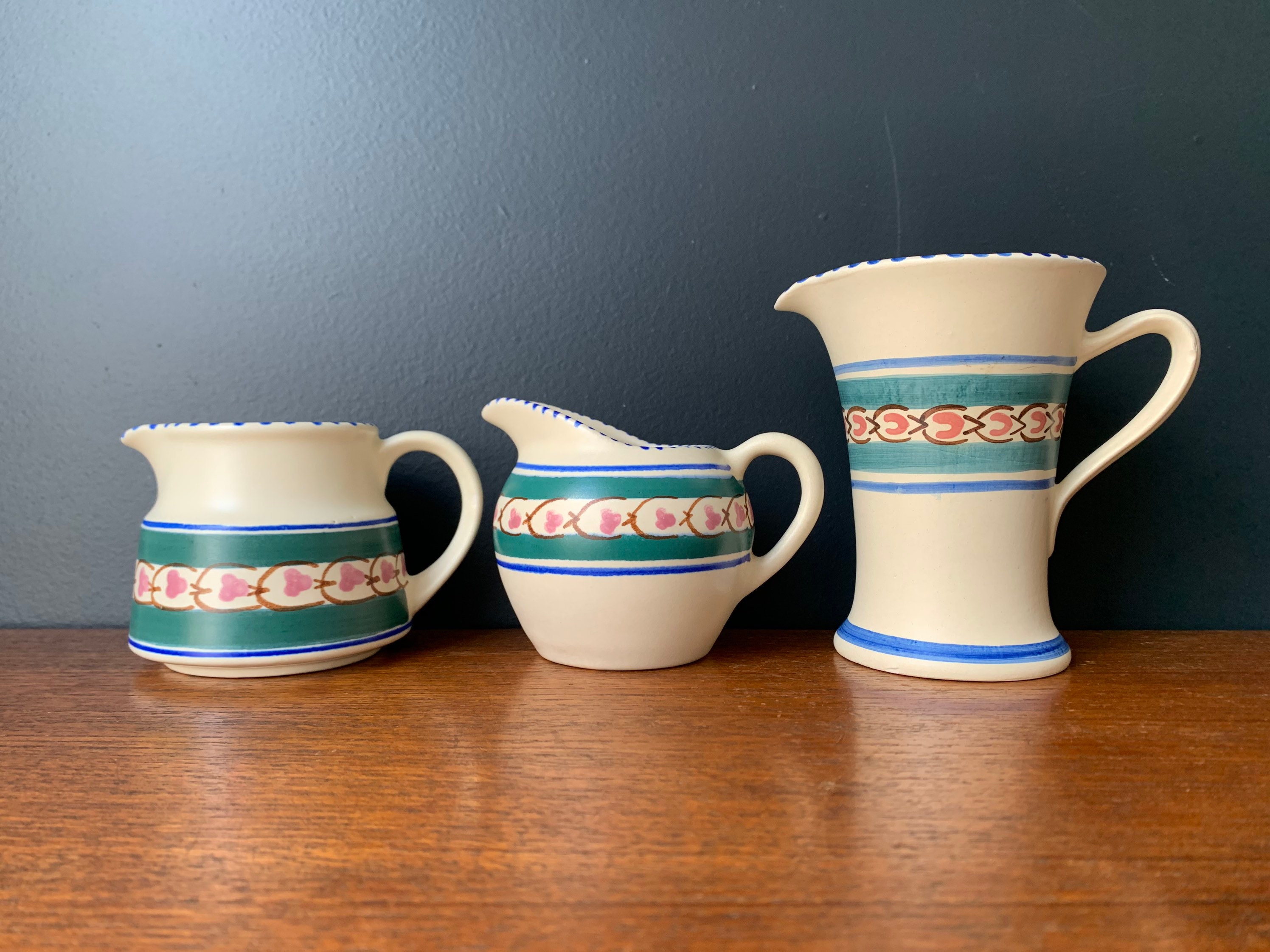 Trio of Mid Century Honiton Pottery Hand Painted Green/blue | Etsy
