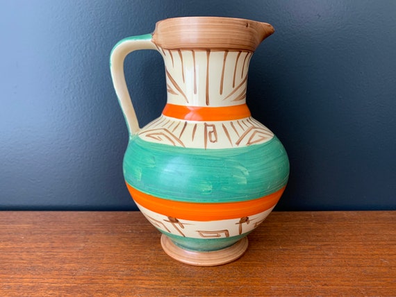Art Deco Myott Son & Co Large Ceramic Jug Vase Hand Painted - Etsy