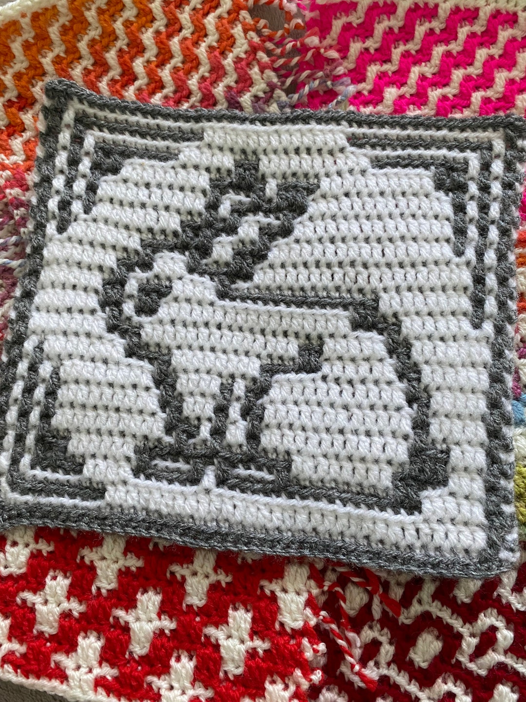 PDF PATTERN Crochet Mosaic Bunny, Easter,mosaic Crochet Square, Pillows ...