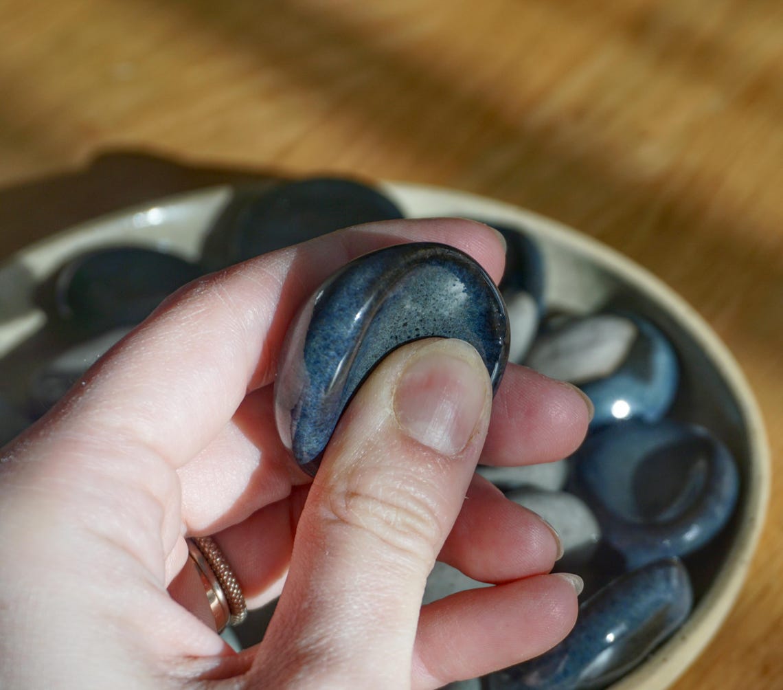 Ceramic Anxiety Stone: Pocket Relaxation Pebble - Etsy