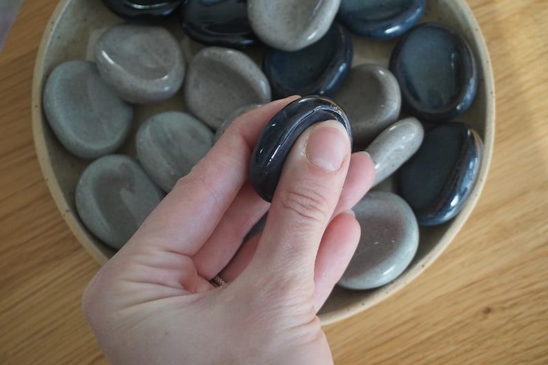 Ceramic Anxiety Stone: Pocket Relaxation Pebble - Etsy