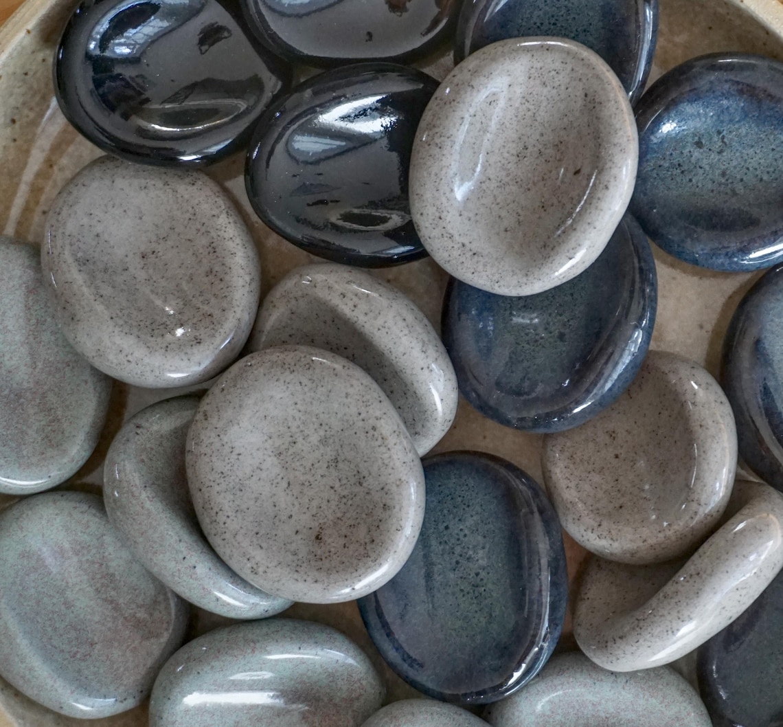 Ceramic Anxiety Stone: Pocket Relaxation Pebble - Etsy
