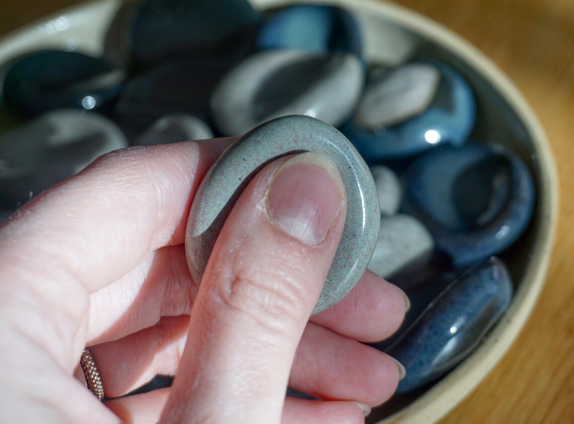 Ceramic Anxiety Stone: Pocket Relaxation Pebble - Etsy