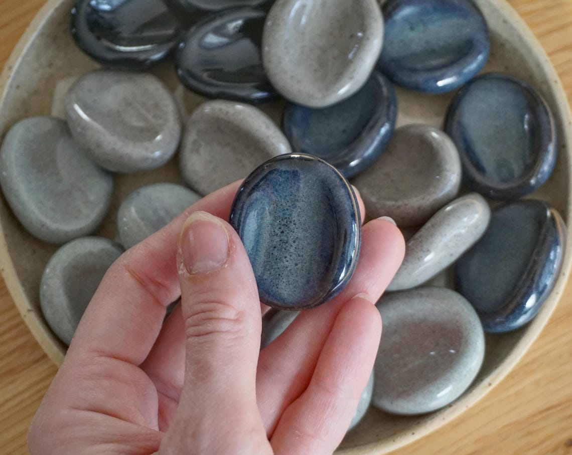 Ceramic Anxiety Stone: Pocket Relaxation Pebble - Etsy