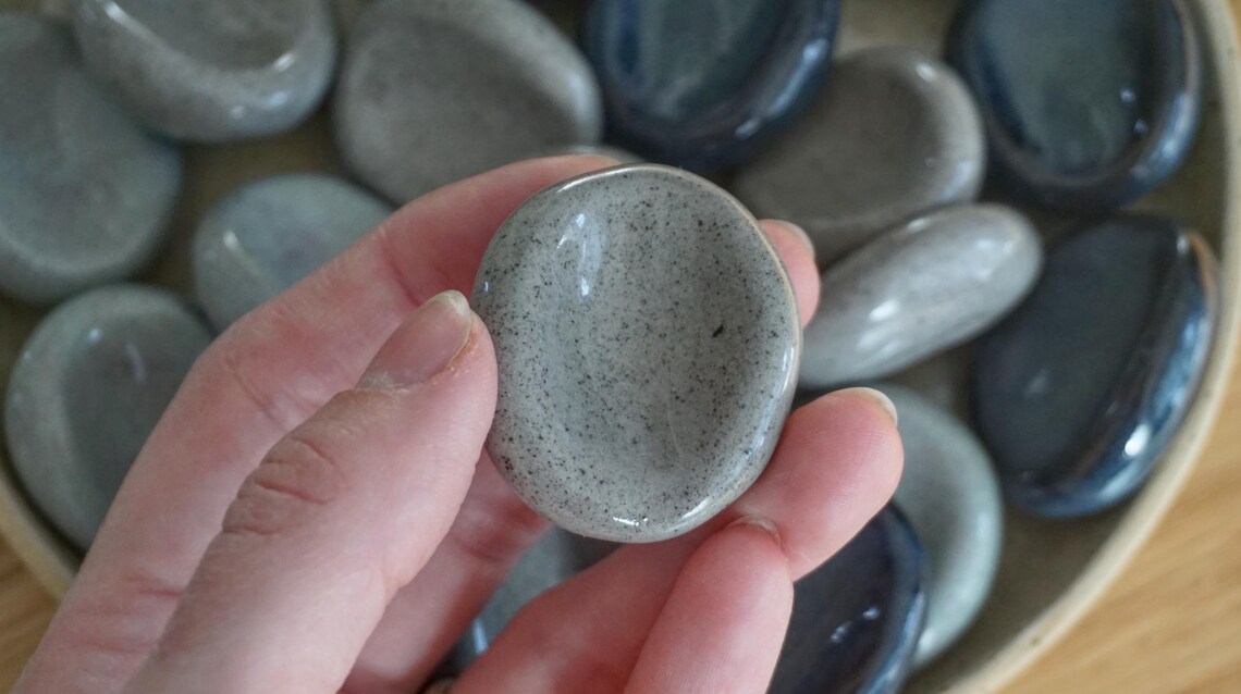 Ceramic Anxiety Stone: Pocket Relaxation Pebble - Etsy