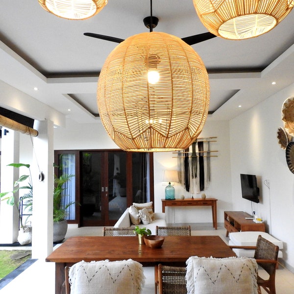 Large Rattan Chandelier - Etsy