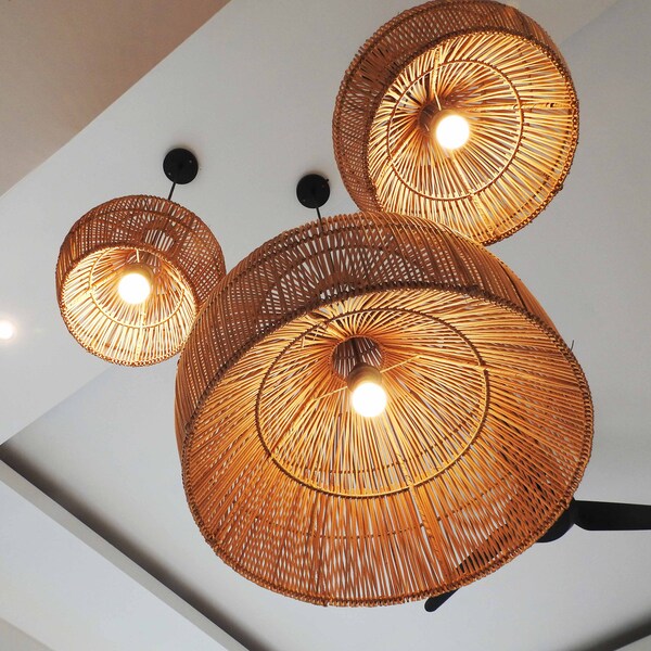 Large Rattan Chandelier - Etsy