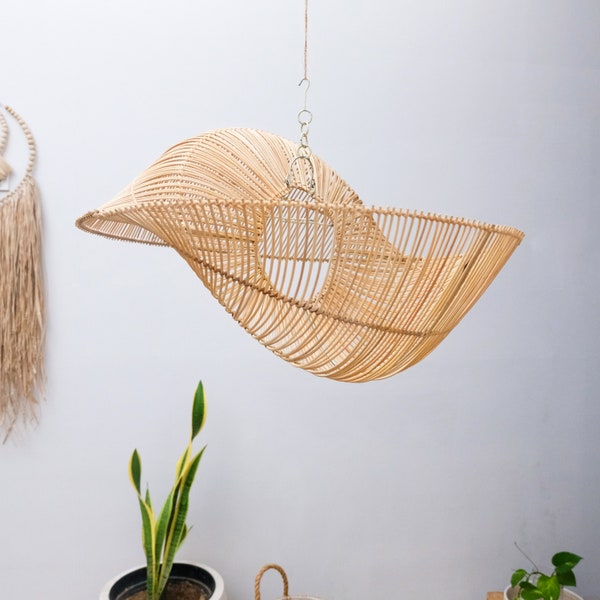 Large Rattan Chandelier - Etsy