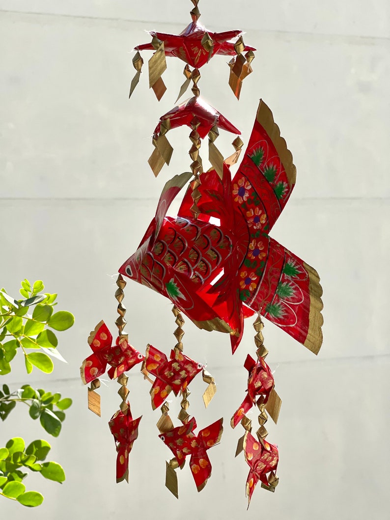 Mini Red Thai Woven Fish Mobile. - Etsy