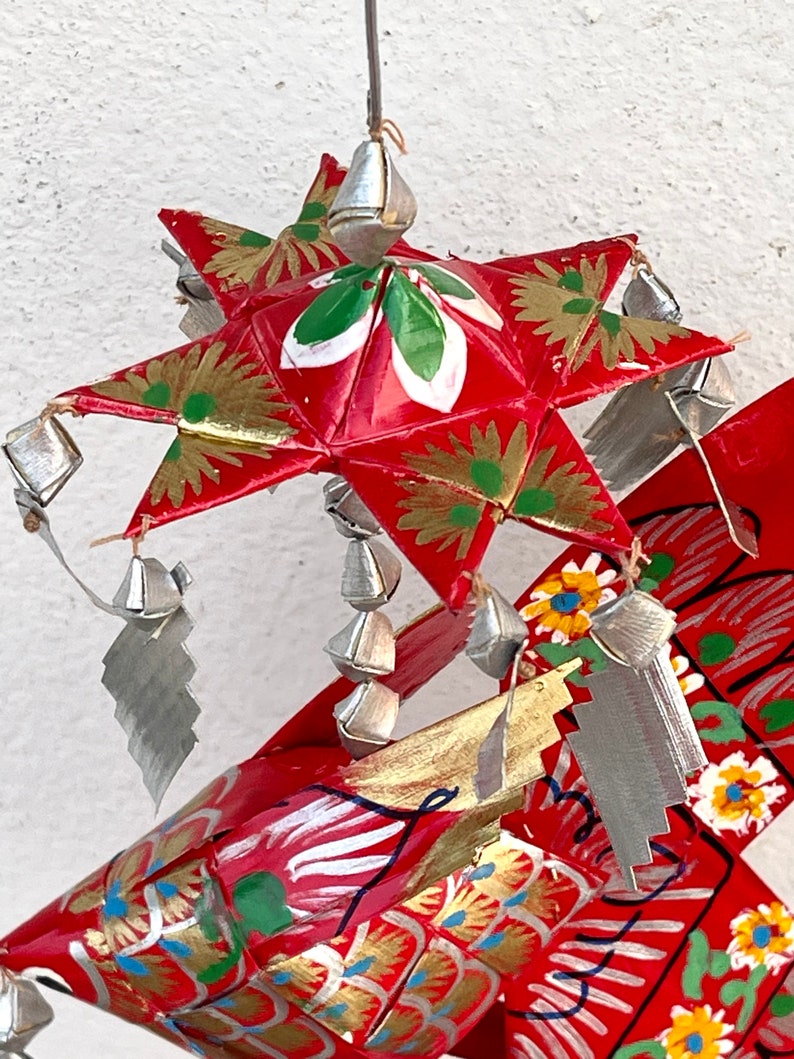 Mini Red Thai Woven Fish Mobile Made From Palm Leaf With Colorful ...