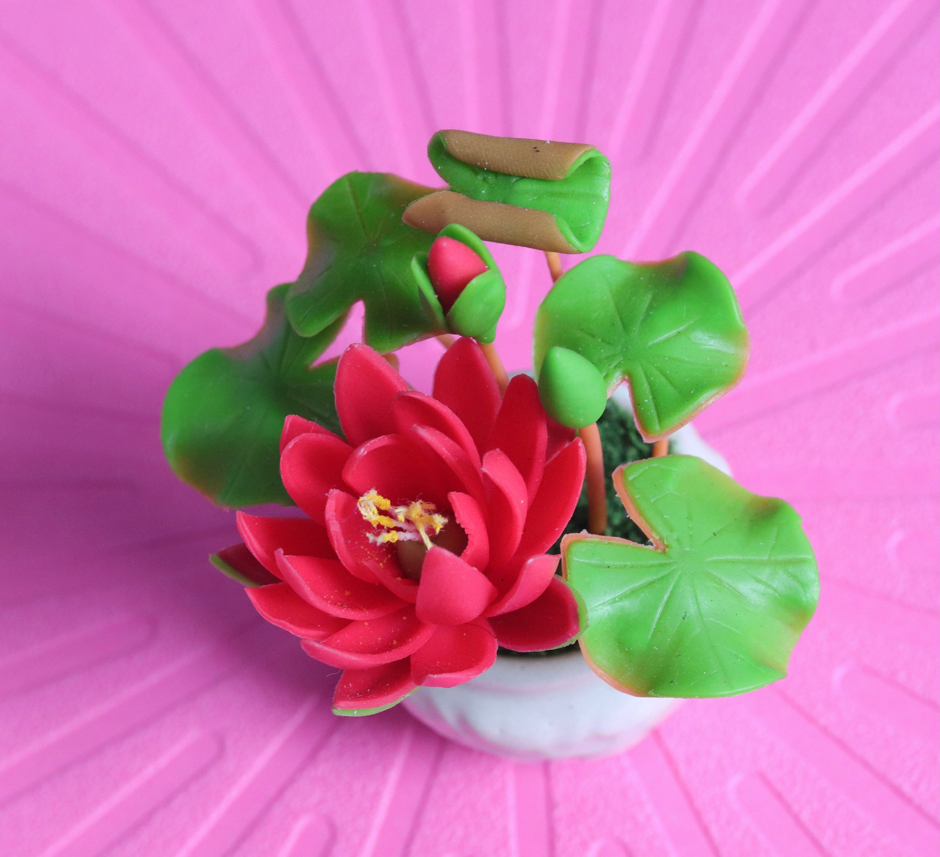 Japanese Clay Lotus Flower Sculpture, Home Decoration, Gift Souvenirs ...