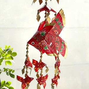 Mini Red Thai Woven Fish Mobile. - Etsy