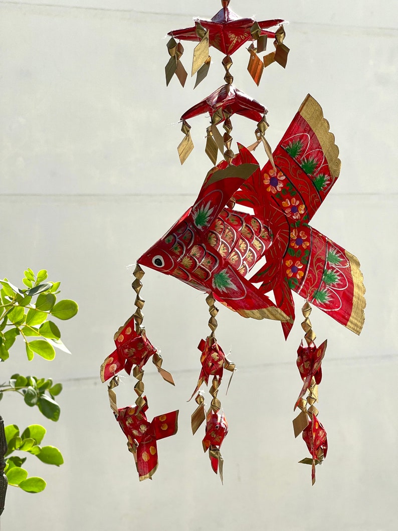 Mini Red Thai Woven Fish Mobile. - Etsy