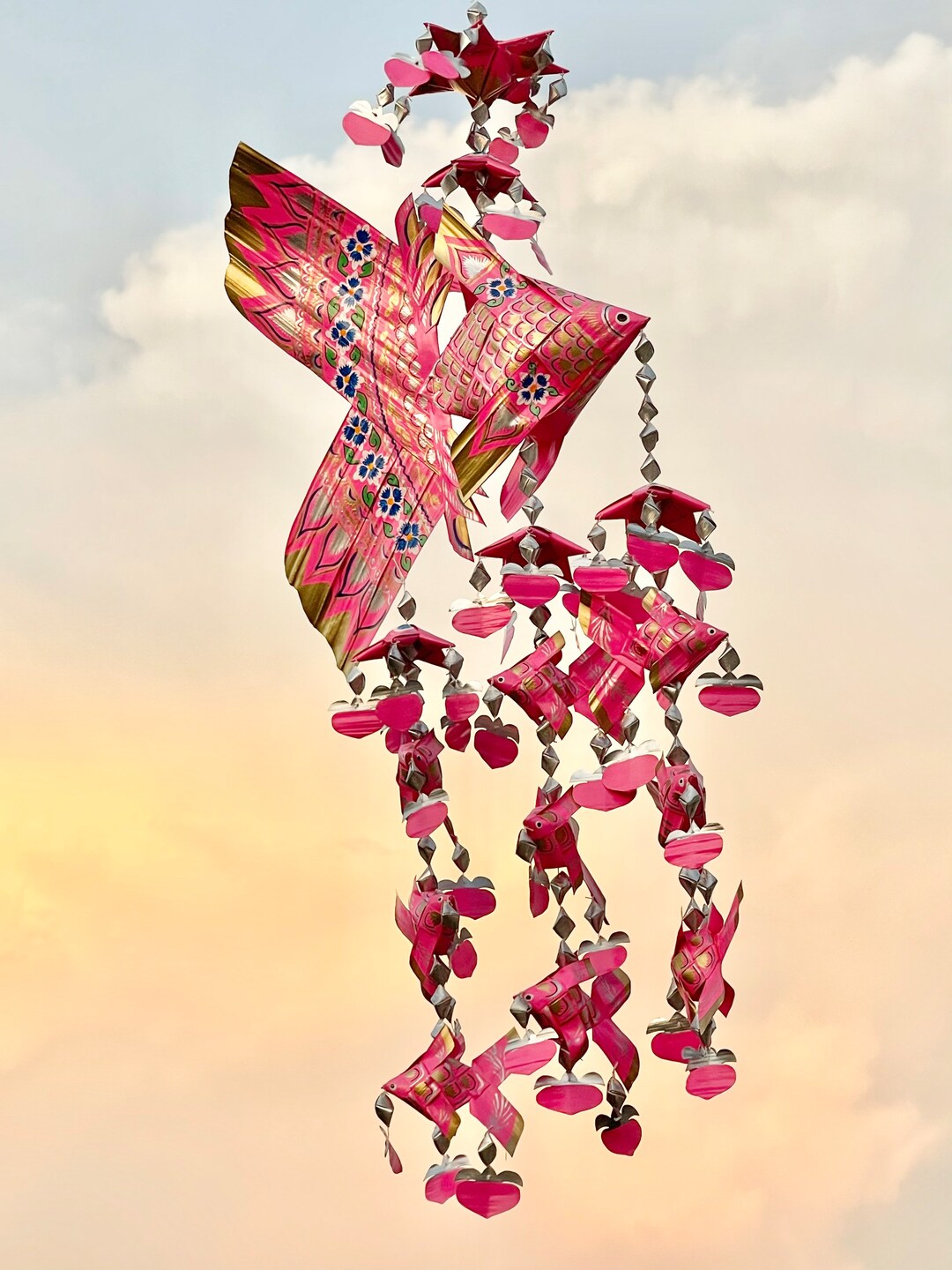 Thai Pink Fish Mobile Weaved With Palm Leaves Painted Bright Pink. It’s ...