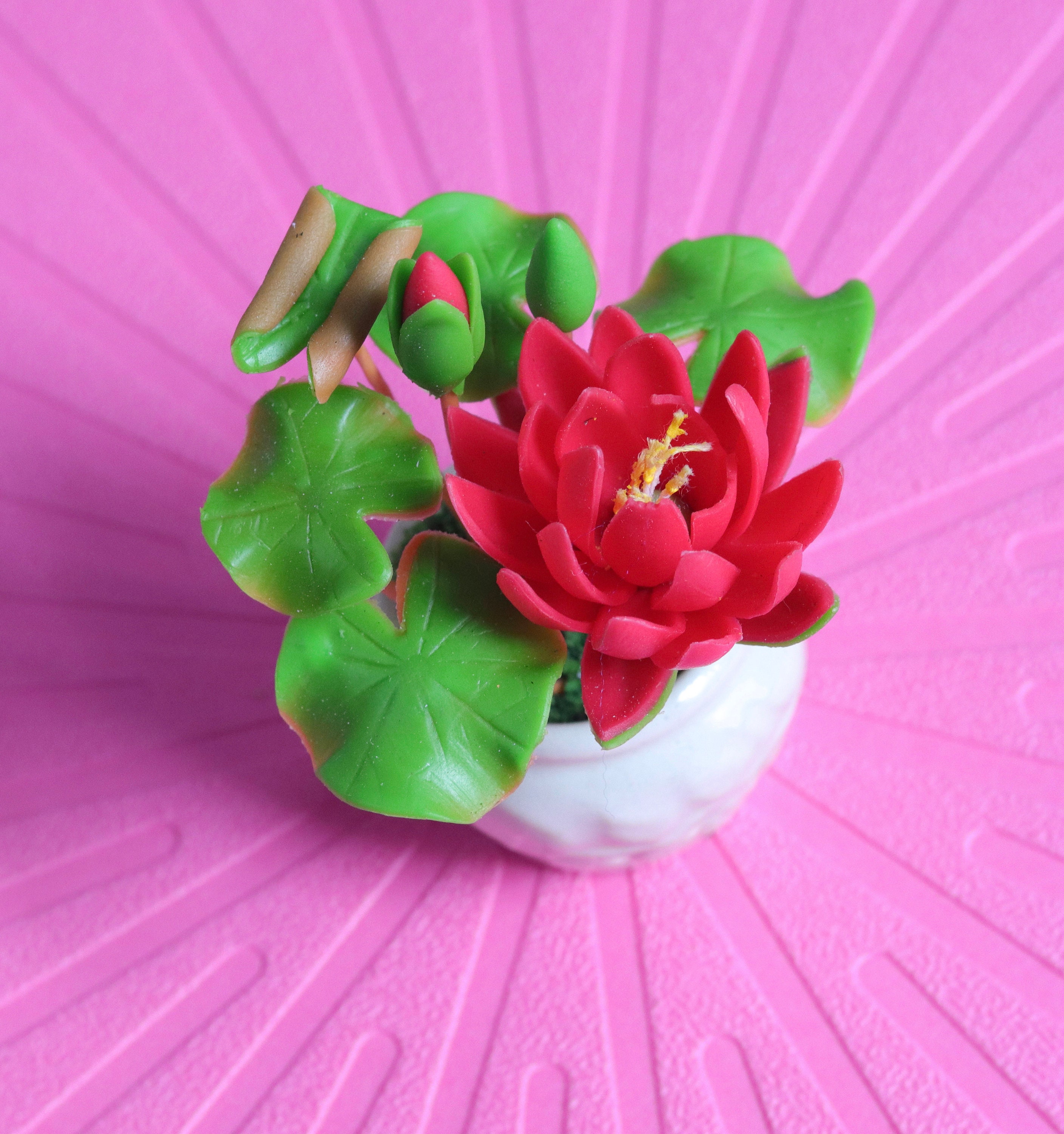 Japanese Clay Lotus Flower Sculpture, Home Decoration, Gift Souvenirs ...