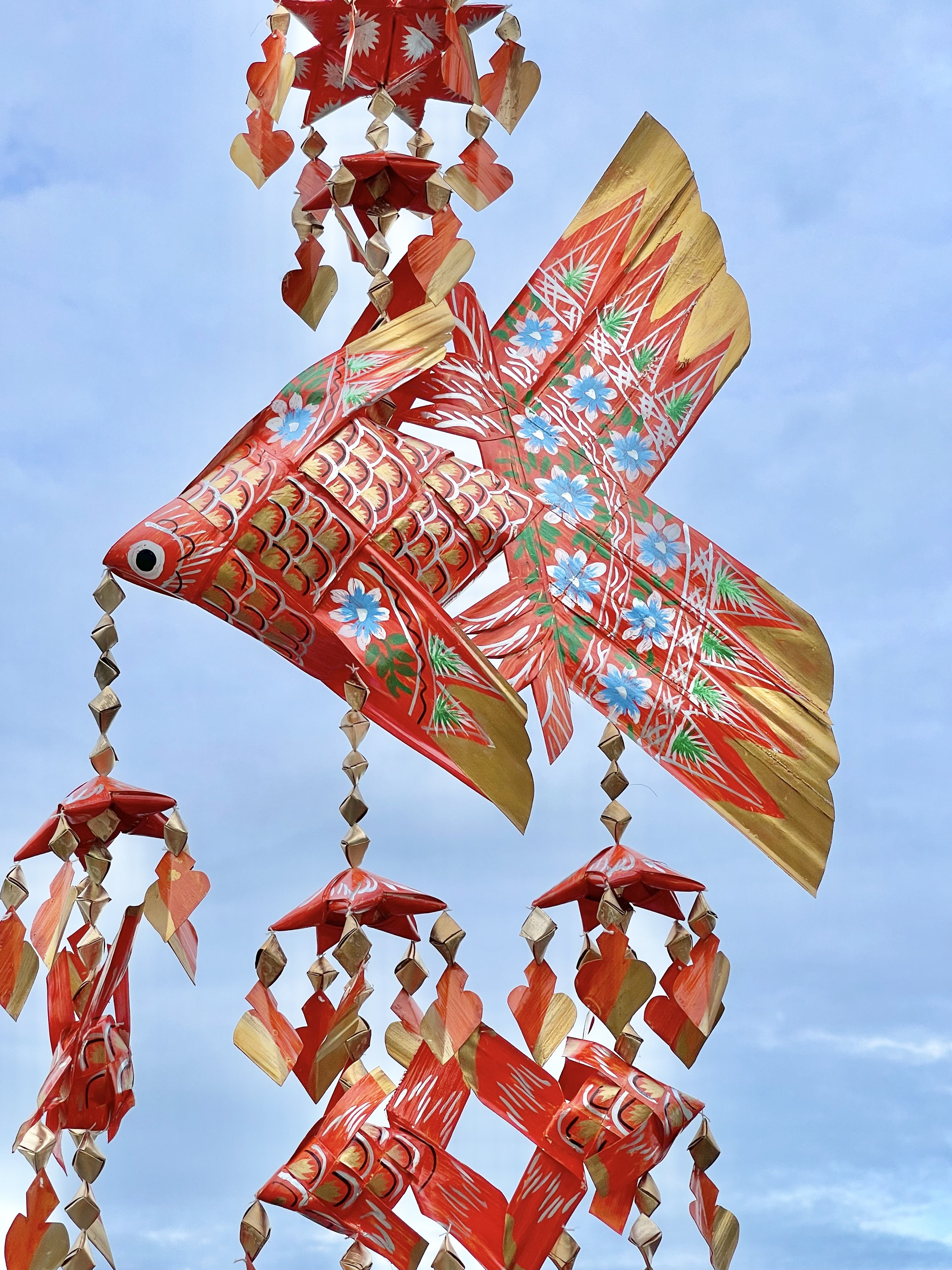 Thai Orange Fish Mobile Made From Palm Leaf With Colorful Patterns. - Etsy