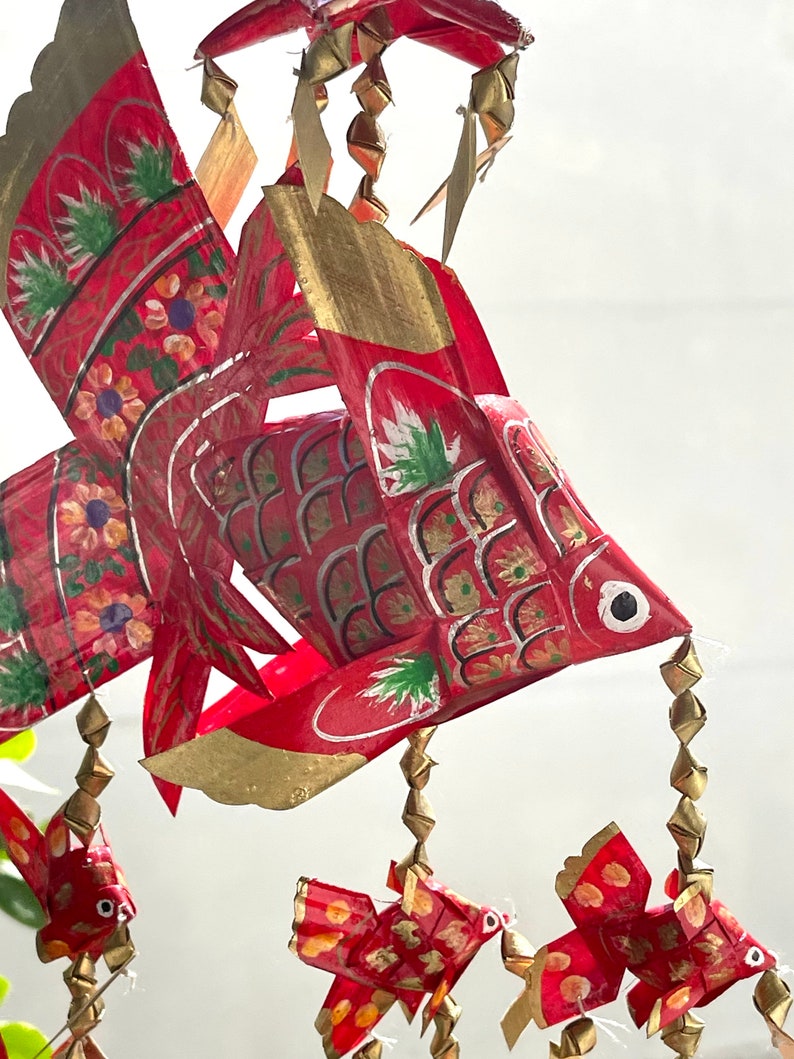Mini Red Thai Woven Fish Mobile. - Etsy