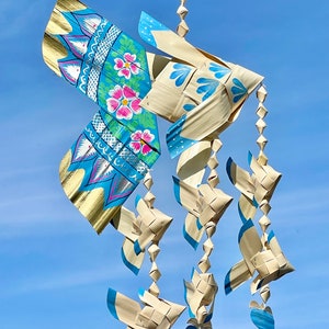 Thai Woven Carp Beige With Blue Pattern, Woven From Palm Leaves, a ...