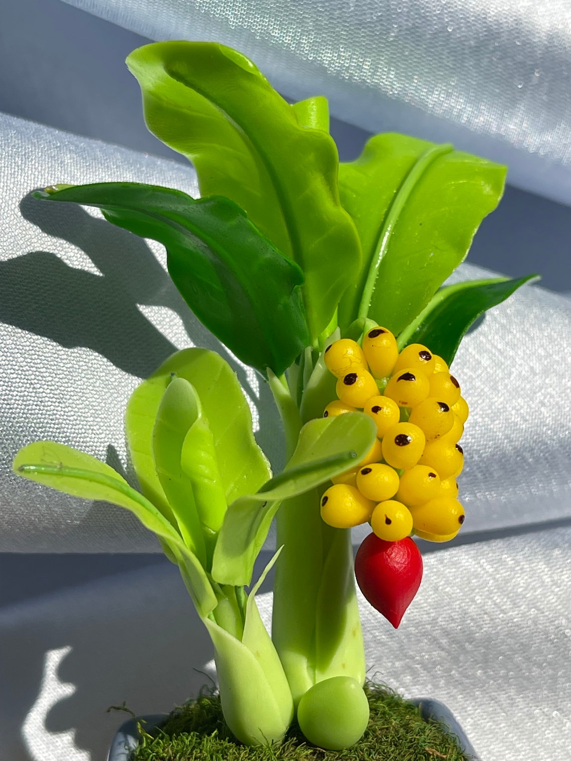 Miniature Banana Tree Sculpture in a Blue and White Glazed - Etsy