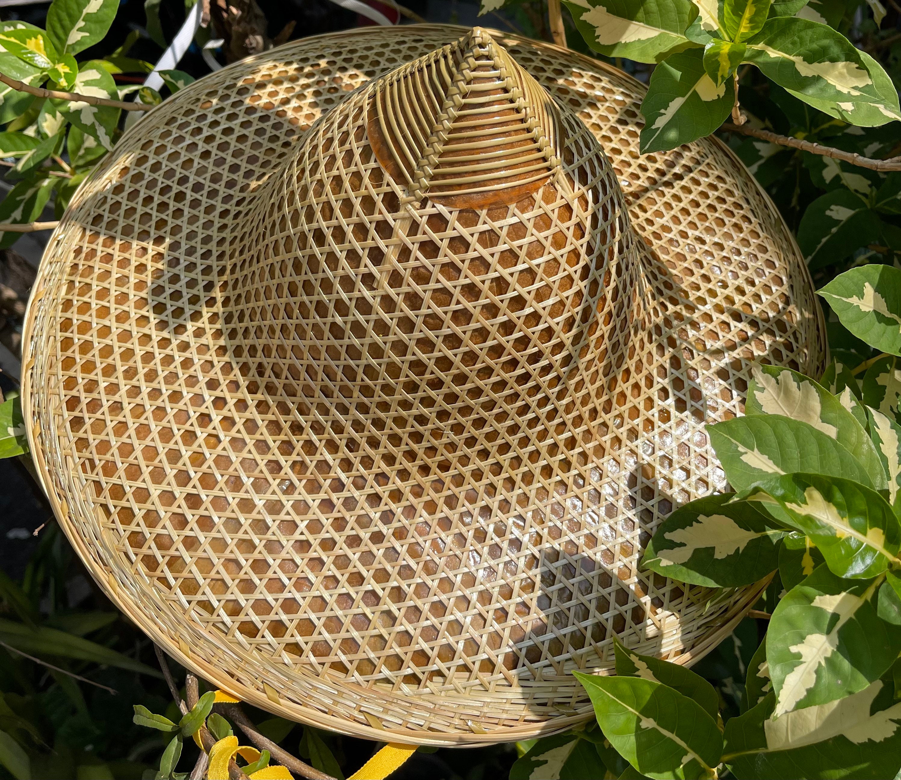 Brown Straw Hat Made From Bamboo and Palm Leaves It is a Beautiful. for ...