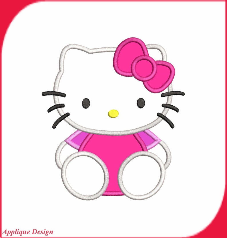 Hello Kitty Applique 01 Embroidery Design Instant Download | Etsy
