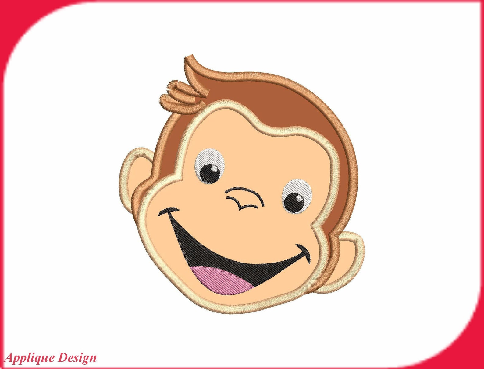 Curious George Applique 02 Embroidery Design Instant | Etsy