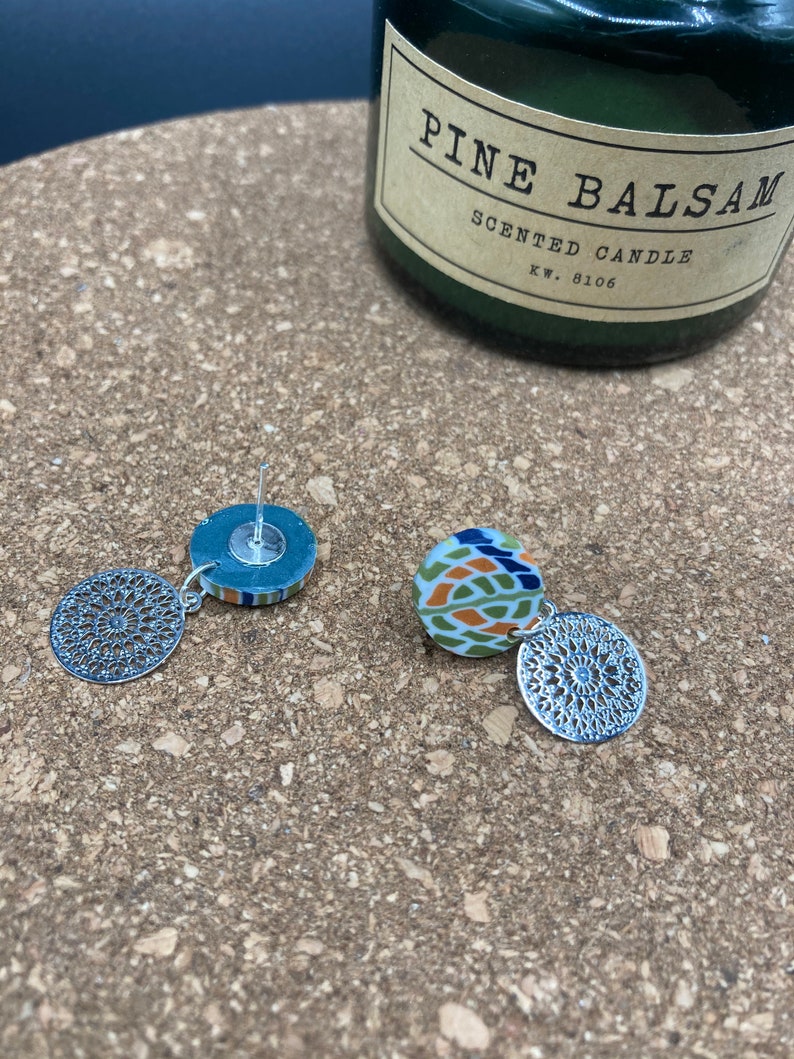 MOSAIC Mosaic Ear Studs 3 Styles Silver Gold Rosette Stainless Steel ...