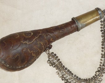 Antique Scrotum Leather Gun Powder Flask Collectable Hand | Etsy