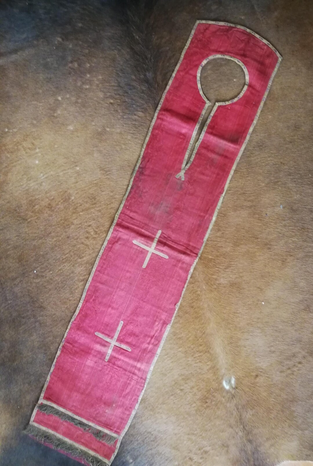 Mid Century Liturgical Priest / Clergy Stole in Brocaded Fabric ...