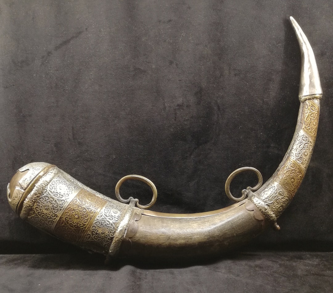 Mid Century, Maghreb Countries' Huge Copper Mounted Horn Wall Decor in ...