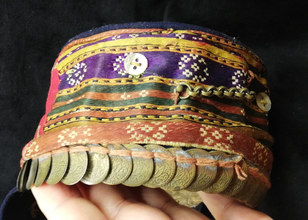 Ottoman Turkish Antique & Traditional "yörük" Headdress W/ Copper Coins ...