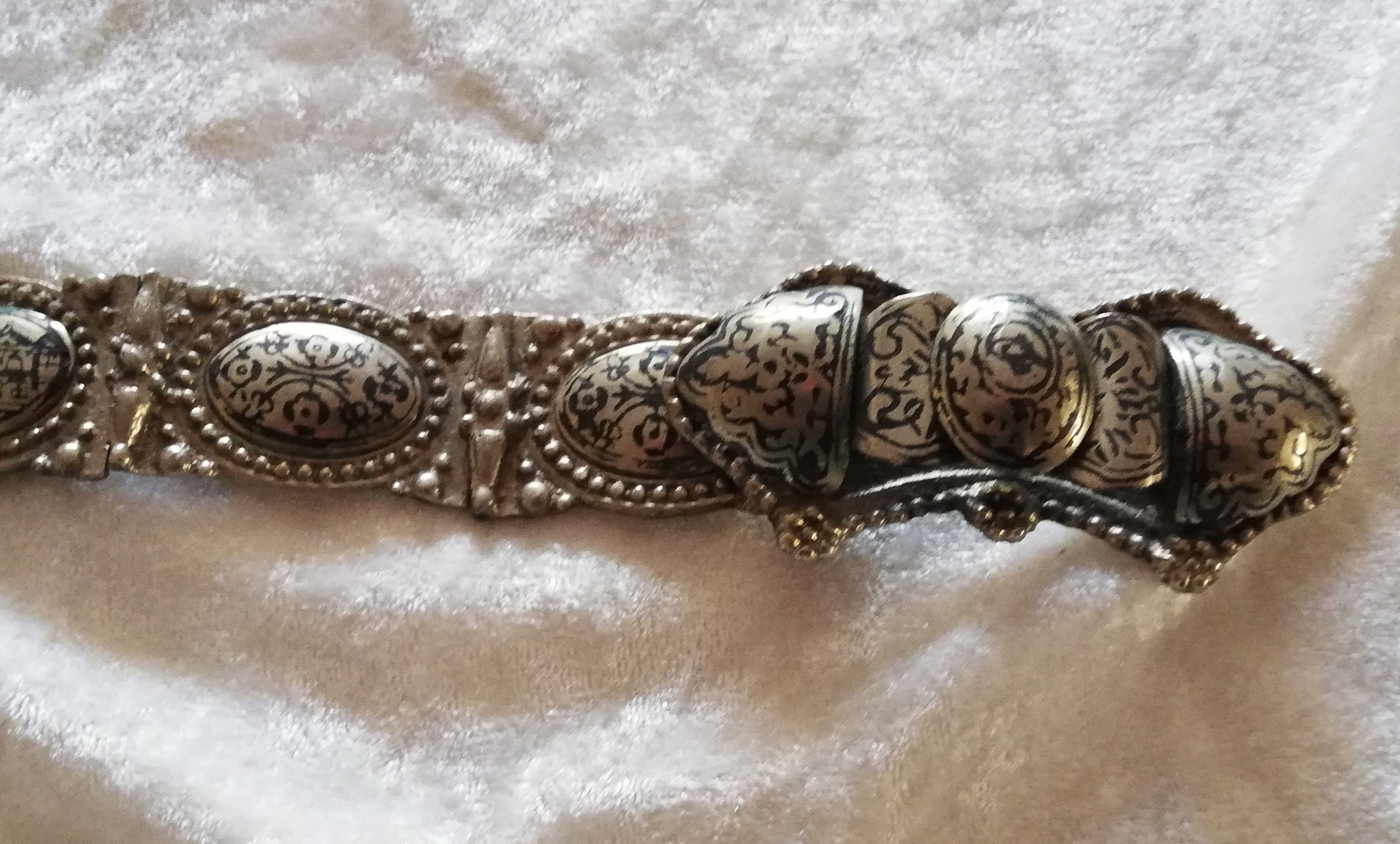 Mid Century, Ottoman Style Turkish Niello Belt W/ Buckle and 17 Links ...
