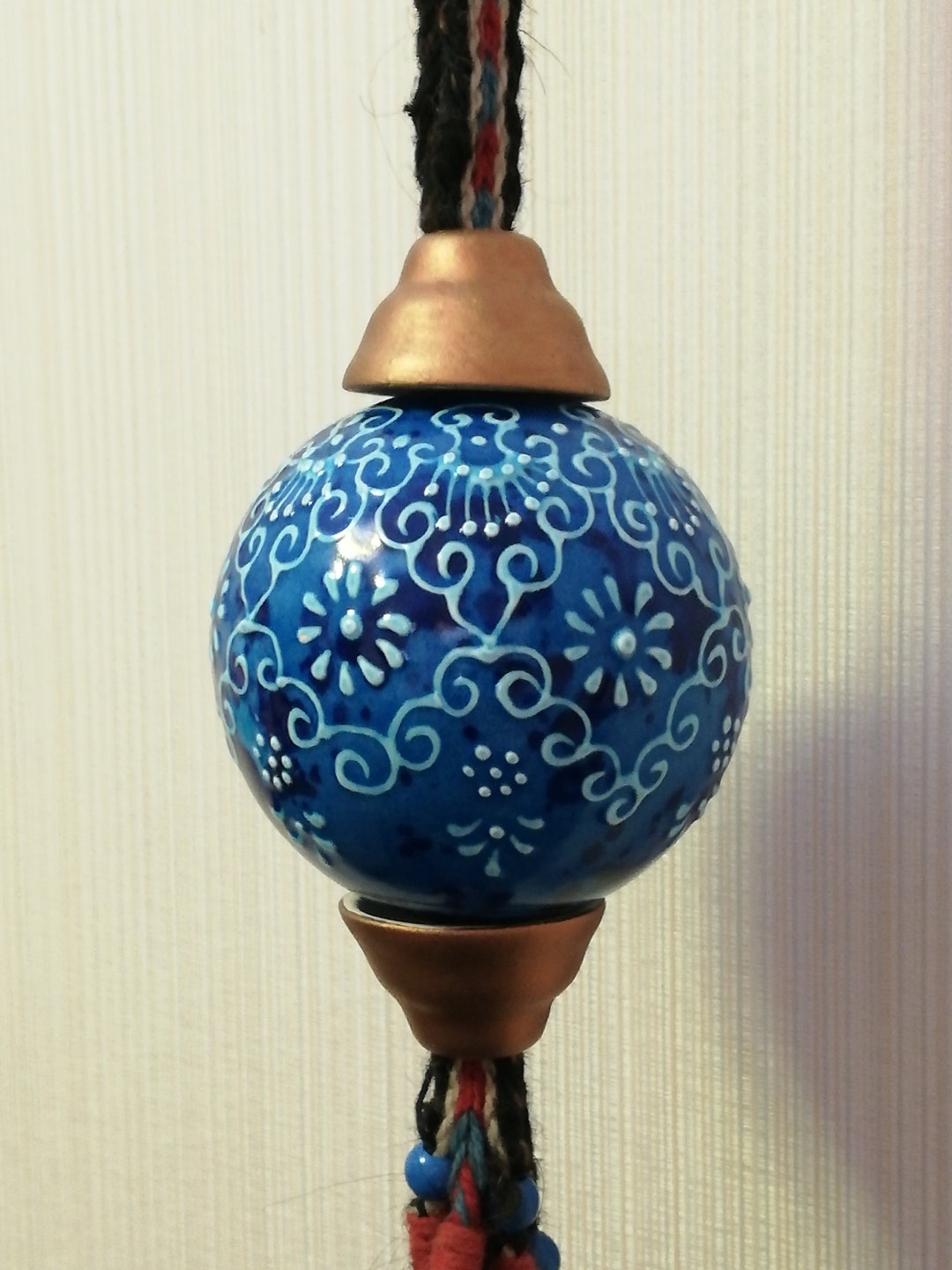 Turkish Ceramic Wall Hanging Ball With Embossed Patterns. Hand Painted ...