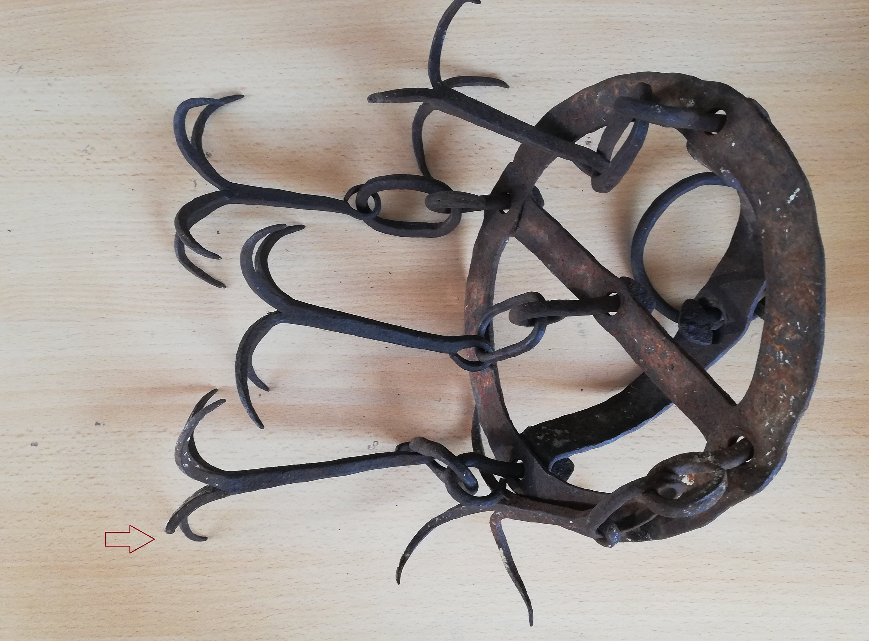 Ottoman Turkish Primitive Forged Iron Well Hook Mass of 5 Hooks Hanging ...