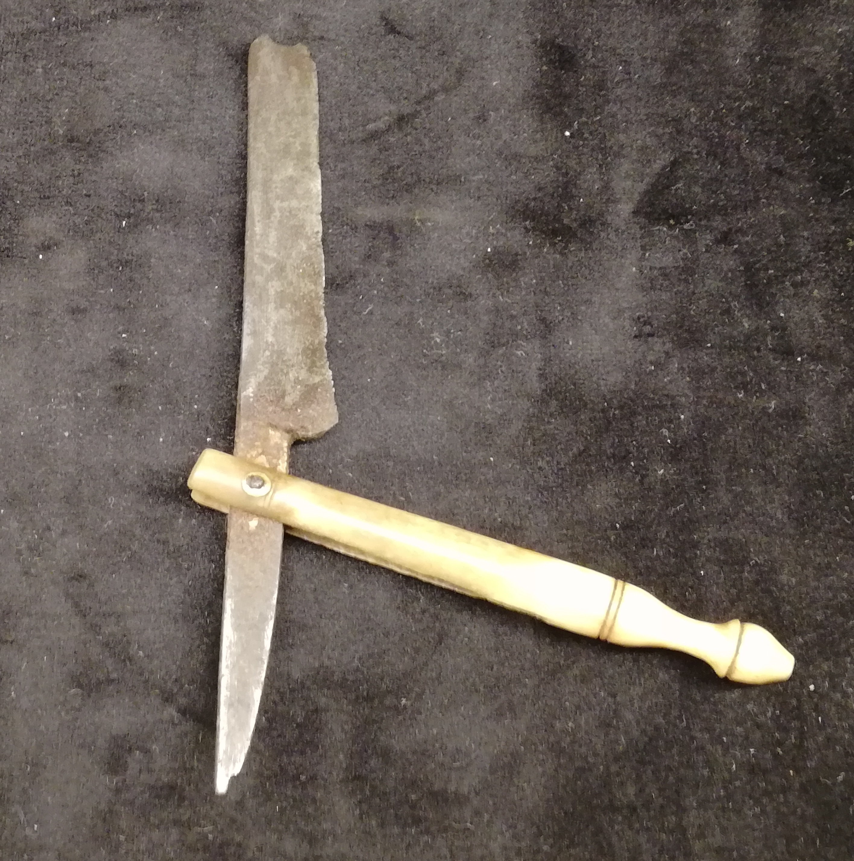 Ottoman Turkish Antique Straight Razor W/ Bone Handle Hairdresser ...