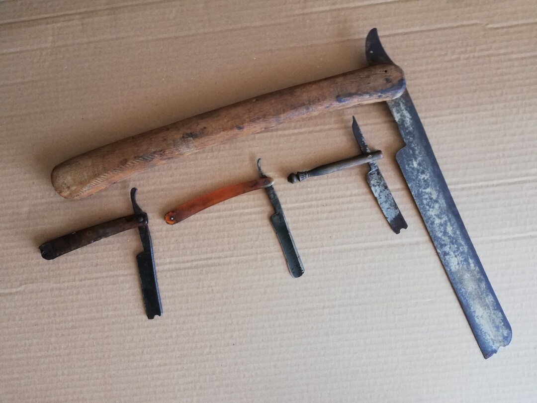 Turkish "horse" Razor - Huge Wooden Straight Razor W/ Steel Blade ...