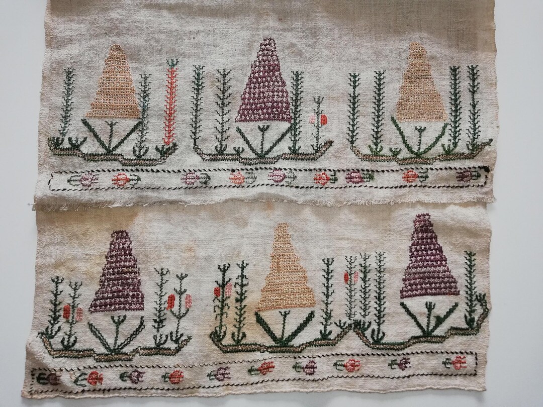 1930's Ottoman Turkish Antique Textile "yaglik" Hand Woven Cotton ...