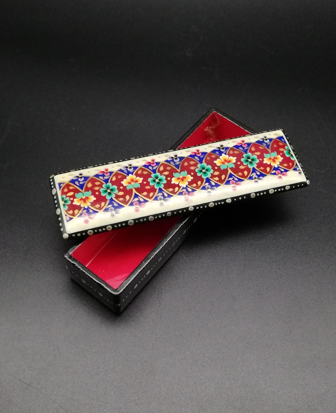 Vintage Hand-painted Uzbek Trinket Box: Papier Mache Floral Decor - Etsy