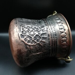 Turkish Hammered Copper Pot Bucket Embossed W/ Motives of Anatolian ...